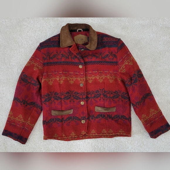Woolrich | Jackets & Coats | Vintage Woolrich Womens Red Floral Wool ...